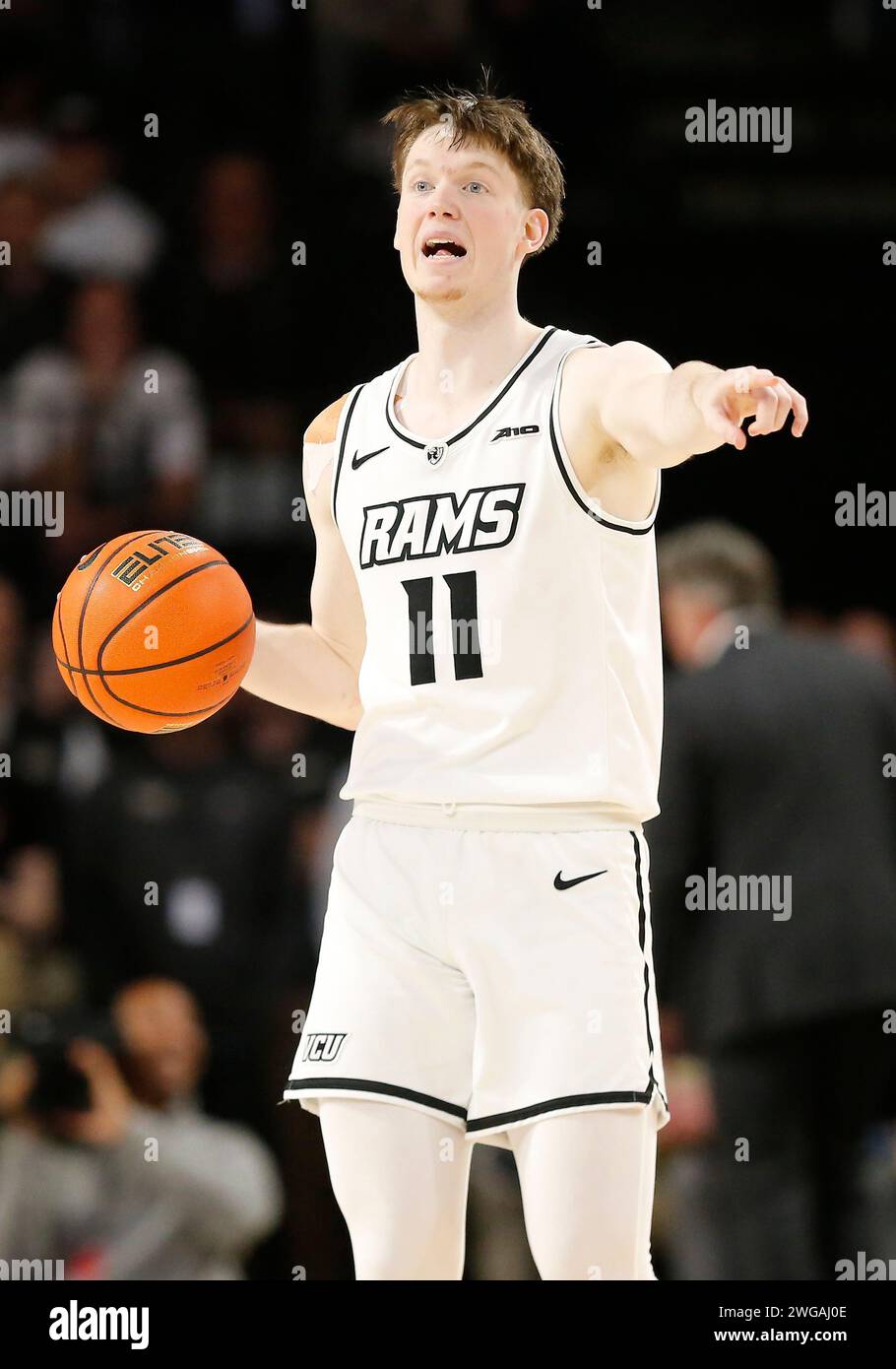 RICHMOND, VA - FEBRUARY 03: VCU Rams guard Max Shulga (11) dribbles the ...