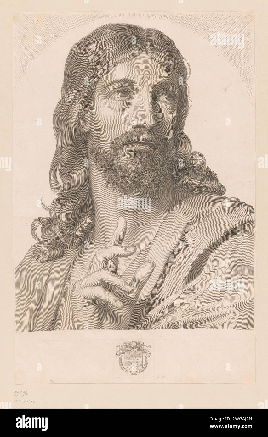 Blessing Christ, Claude Mellan, 1652 print France paper engraving ...