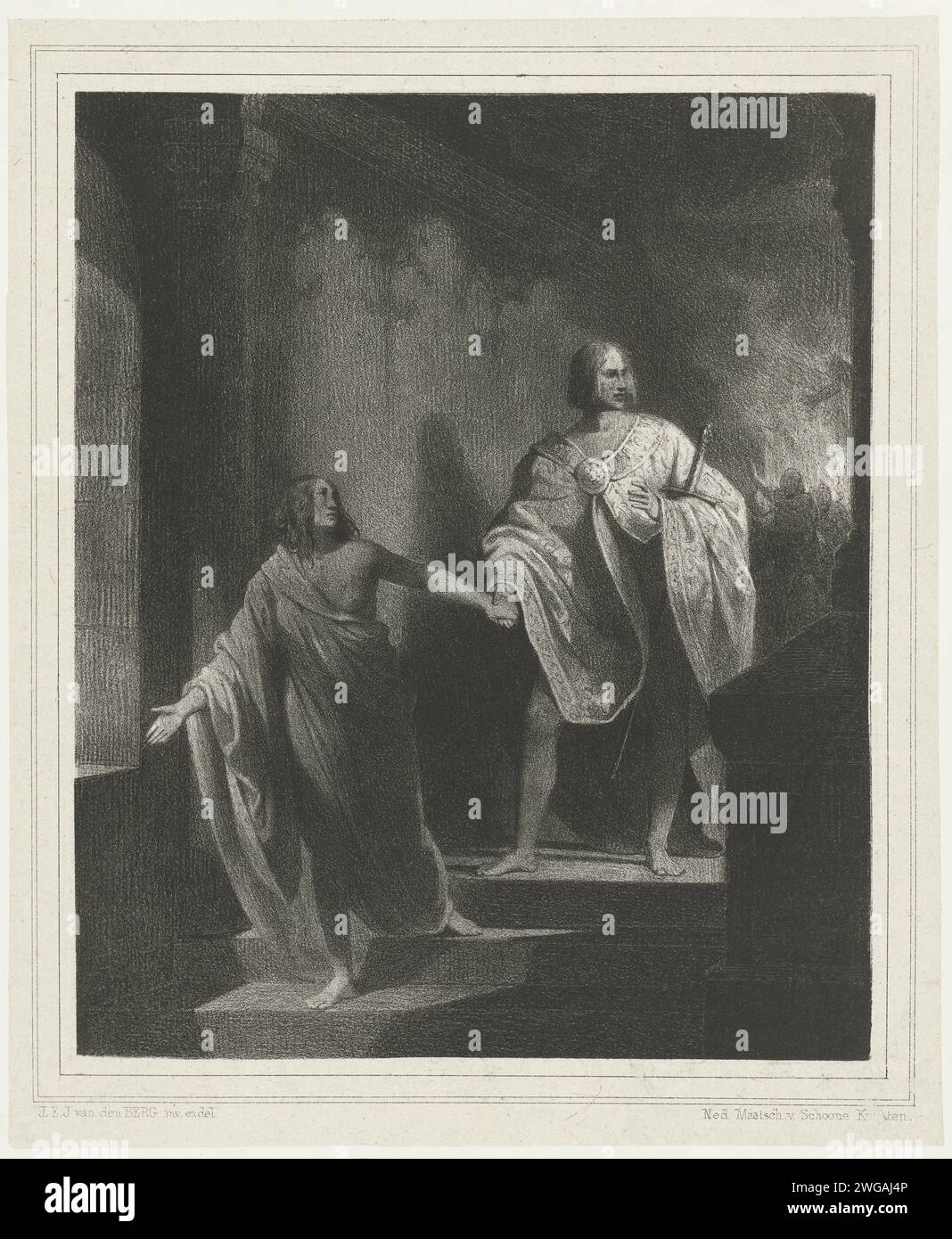 Count Willem II secretly taken away by a corridor by a corridor, ca. 1250, 1840 - 1843 print ...