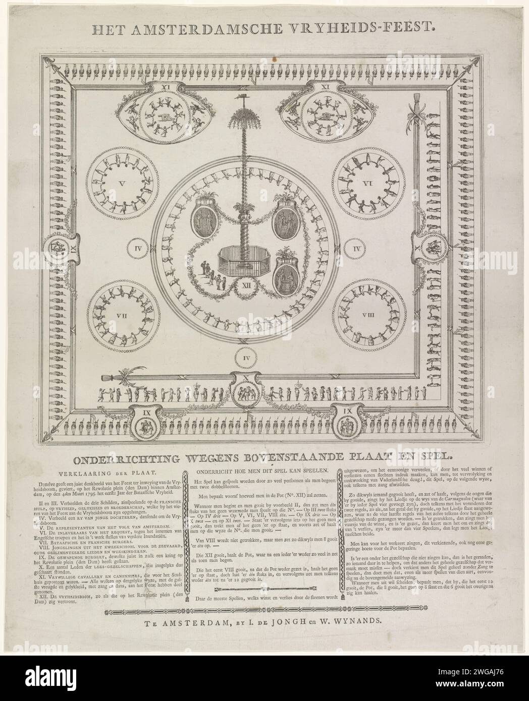 The Amsterdamsche Vryheidsfeest, 1795 print. gameboard Board game with ...