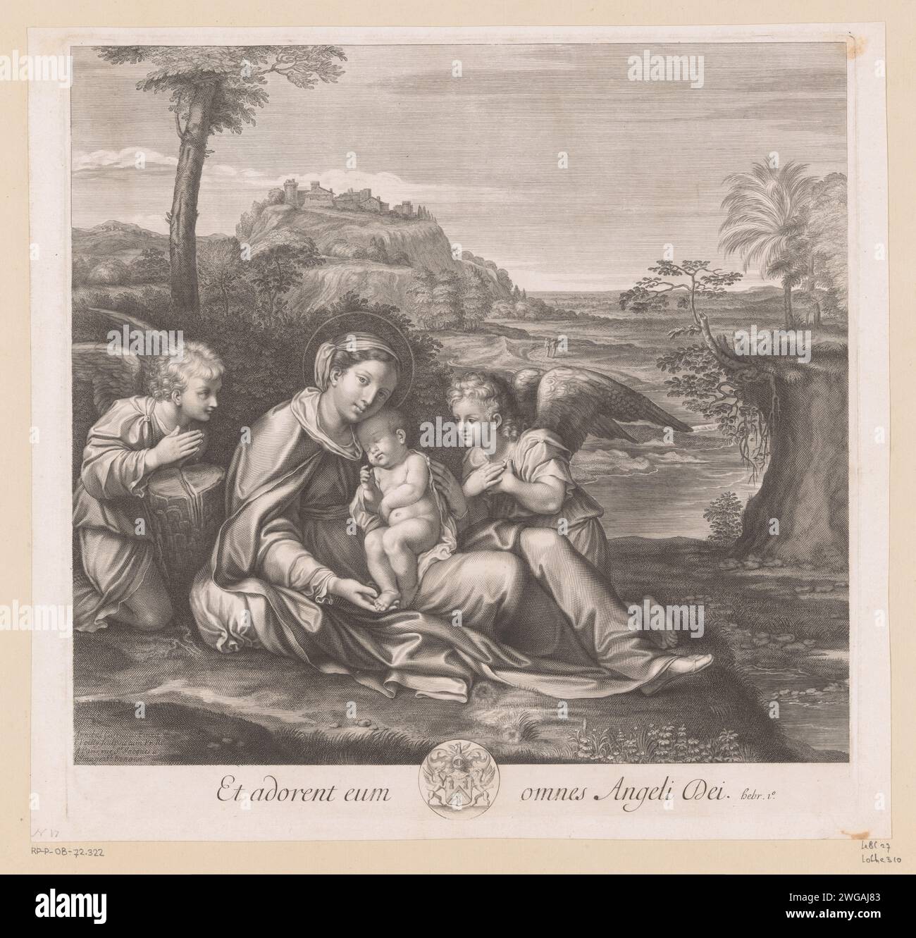 Maria with sleeping Christ child and two angels, François de Poilly (I ...