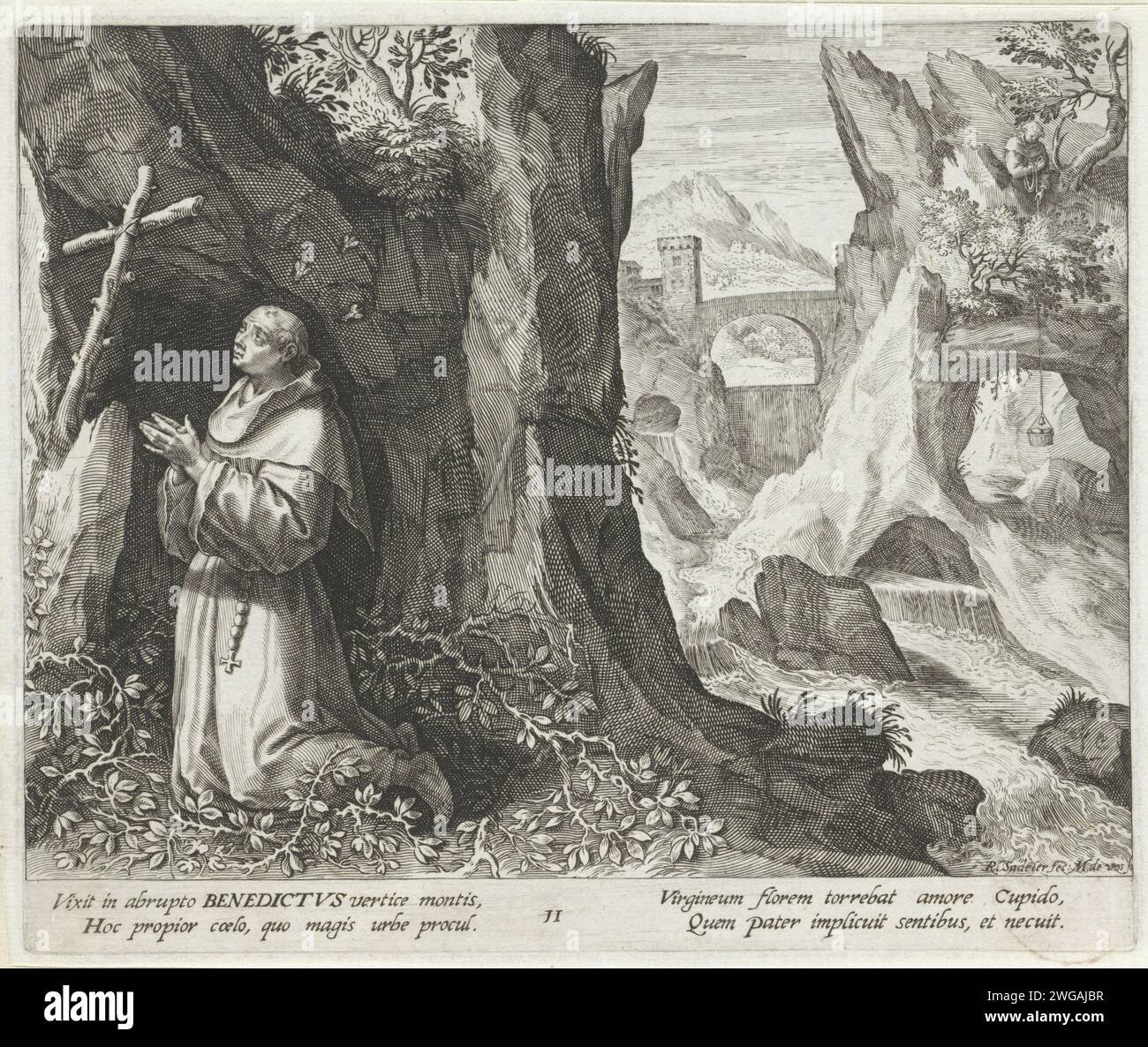 Holy Benedict of Nursia as a recluse, Raphaël Sadeler (I), After ...
