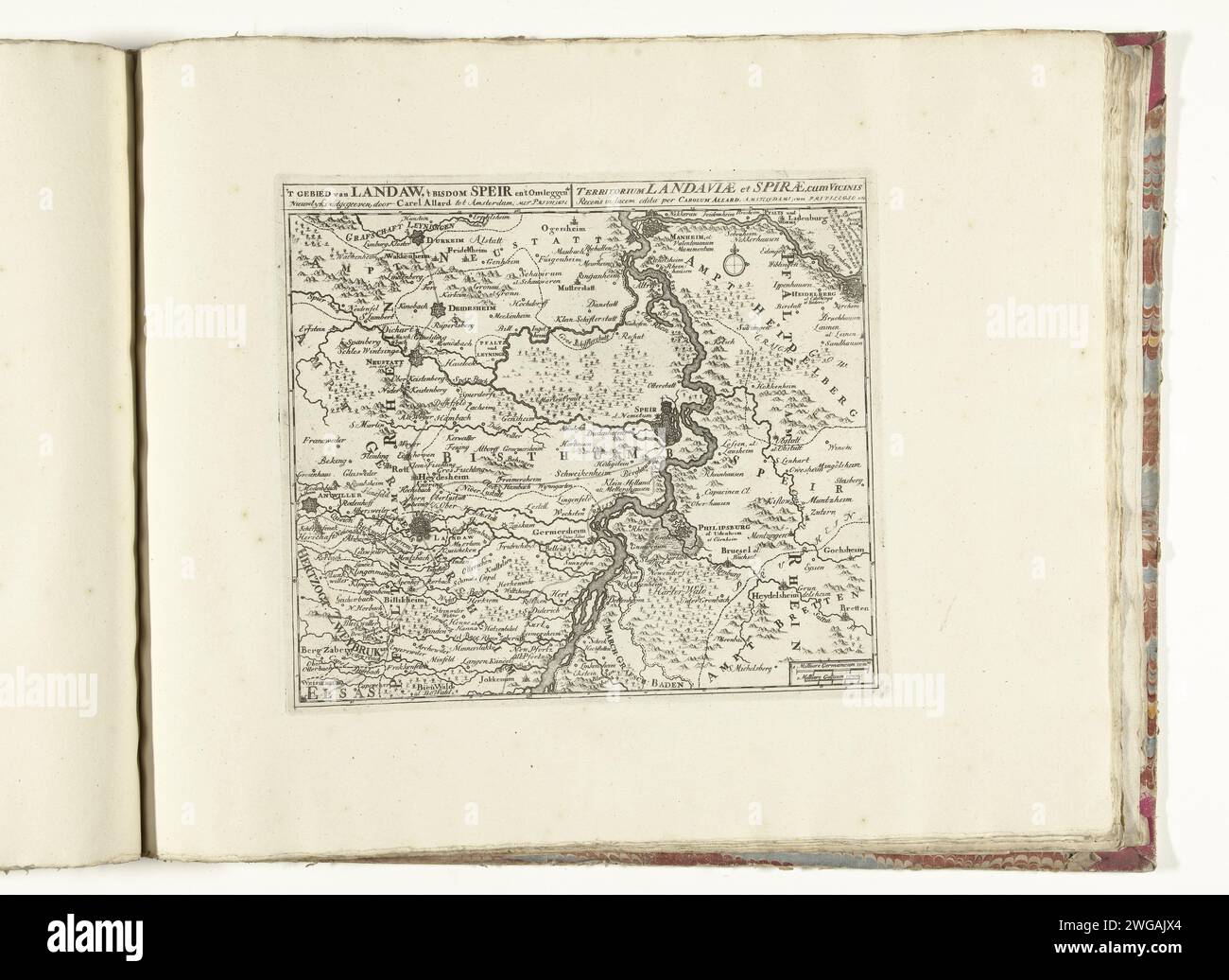 Map of the region between Mannheim and Landau, ca. 1701-1713, 1701 ...