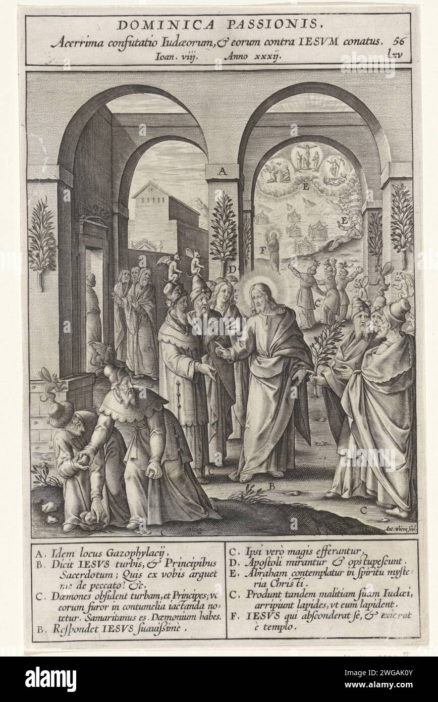 Pharisees Want Christus Stenigen, Antonie Wierix (II), After Bernardino ...