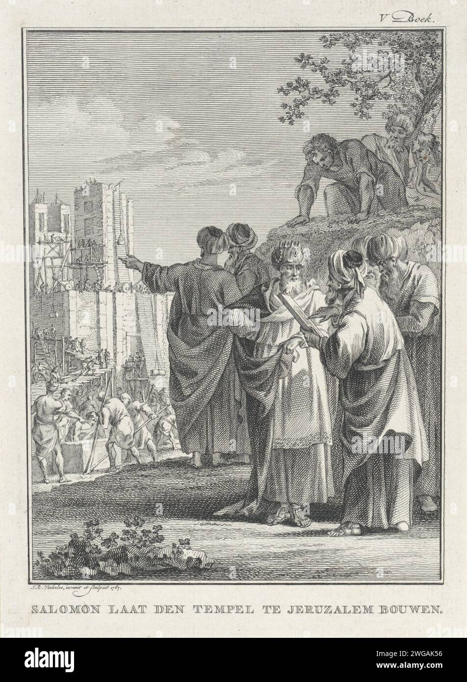 Construction of the Temple of Solomo, Reinier Vinkeles (I), 1767 print ...