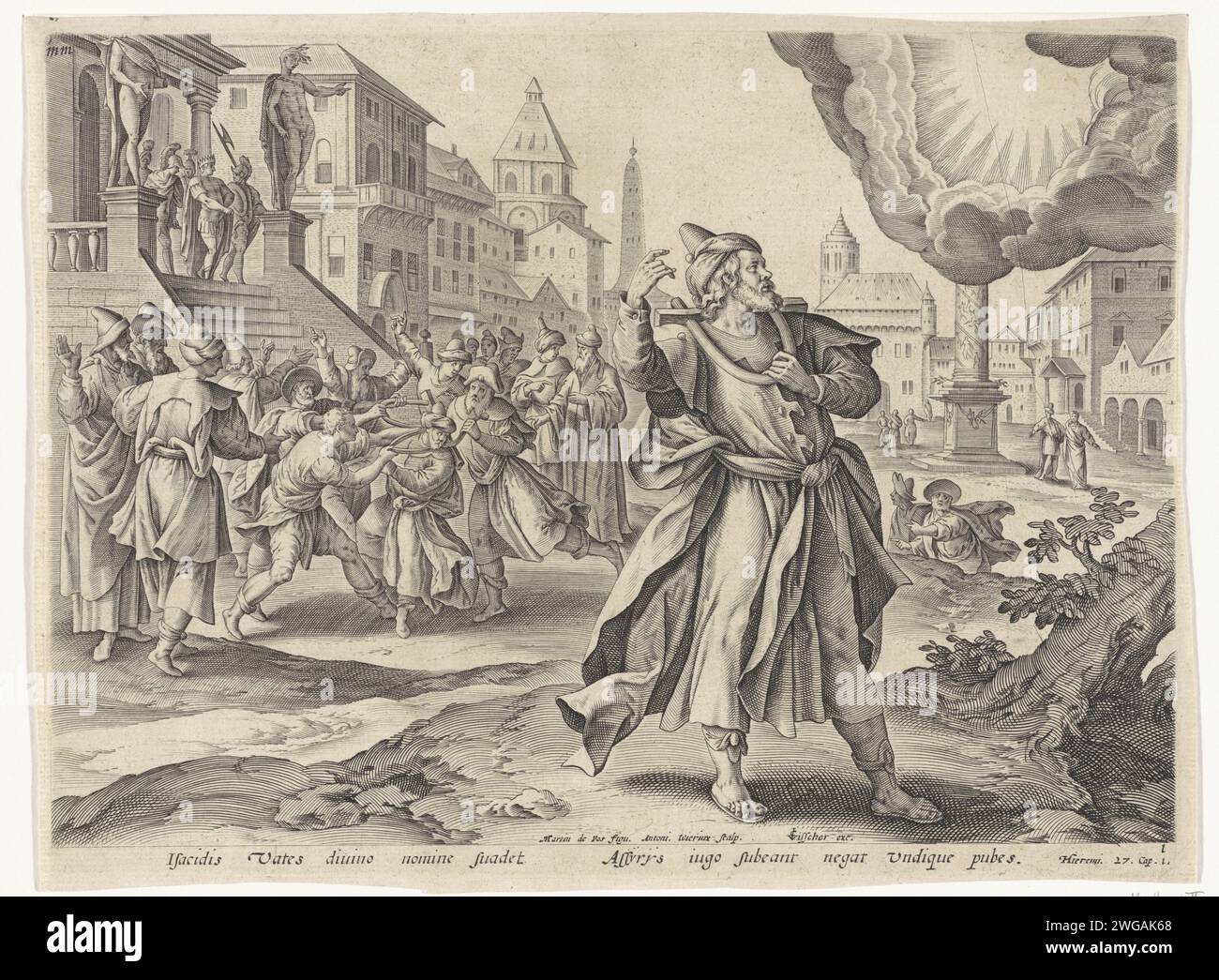 God appears to Jeremiah, Antonie Wierix (II), After Maerten de Vos ...