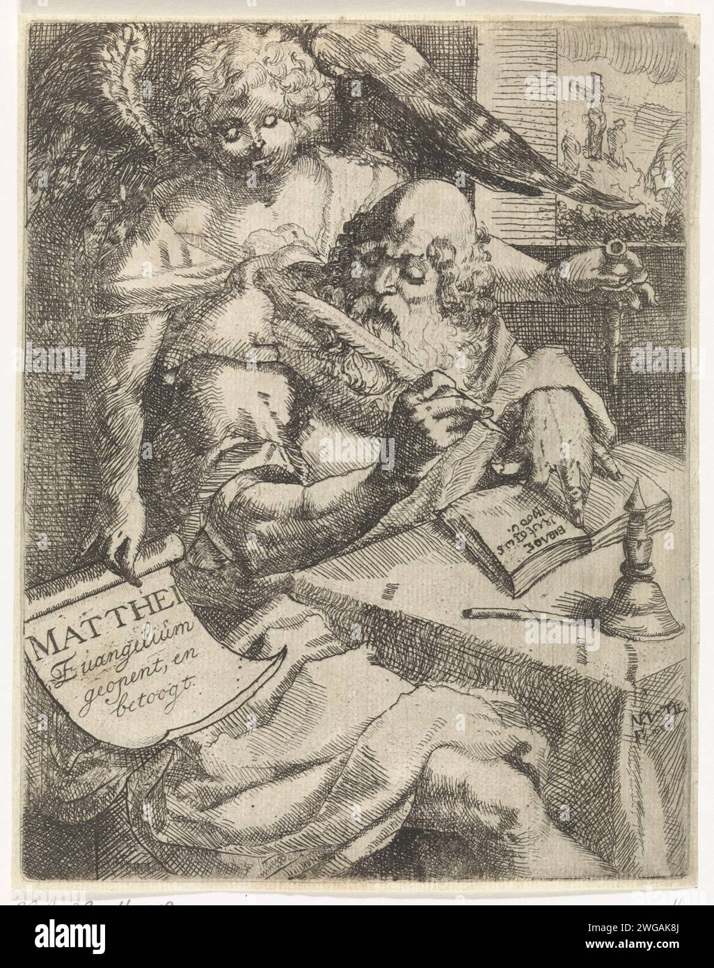 Matthew de Evangelist, N. van Til, 1686 print The evangelist Matthew ...