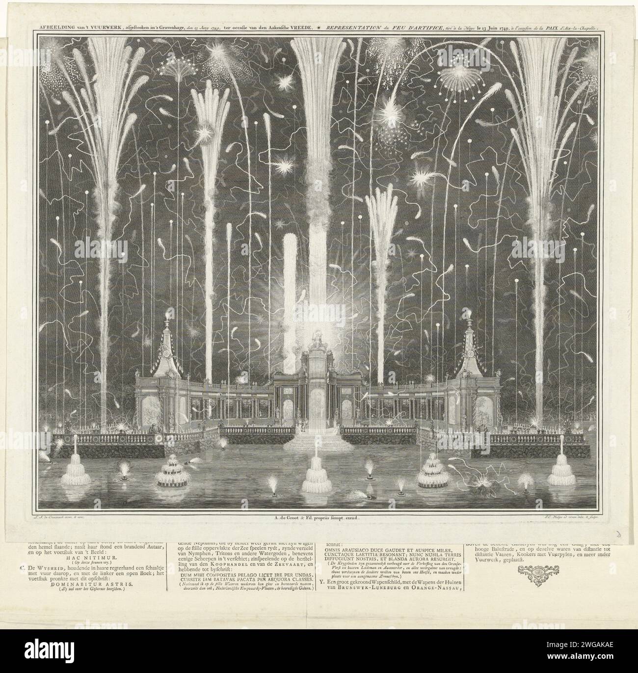 Fireworks in The Hague for the Peace of Aachen, 1749, Jan Caspar ...