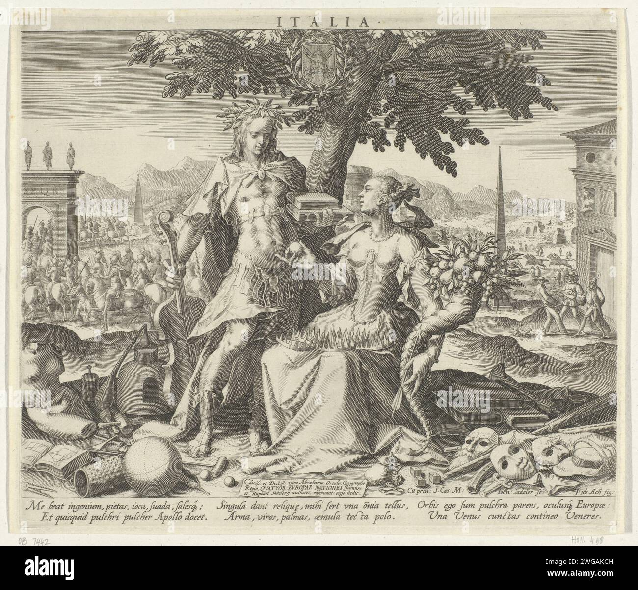Italy, with Venus and Apollo, Johann Sadeler (I), After Hans von Aachen ...