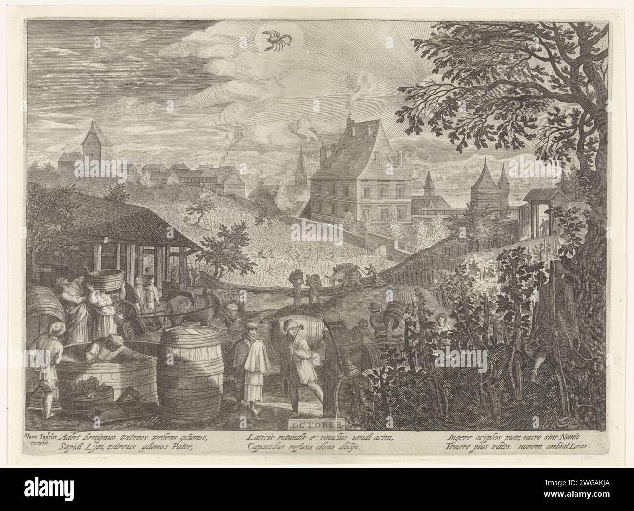 Oktober, Aegidus Sadeler (I), after Pieter Stevens (I), after Pietter ...