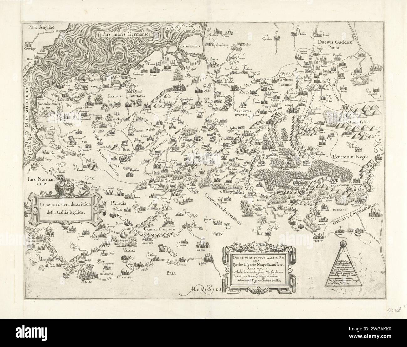 Map of Belgium, 1558, 1558 print Map of Belgium and Northern France ...
