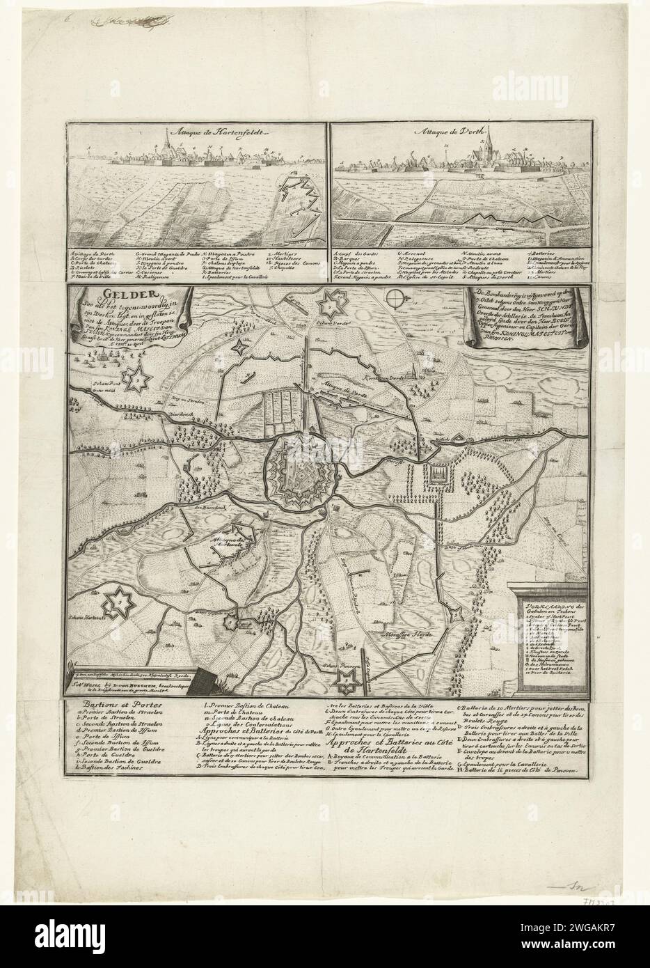 Siege van Geldern, 1703, 1703 print Map of Geldern and the surrounding ...