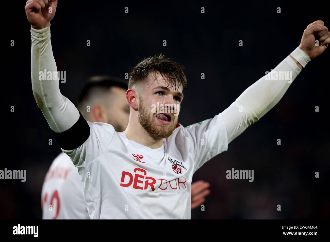 Koeln, Germany. 03rd Feb, 2024. Jan Thielmann of Cologne celebrates ...