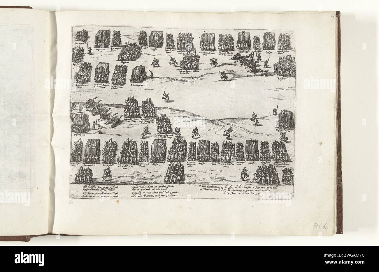 Sight order at Ivry (Dreux), 1590, 1590 - 1612 print Battle order of ...