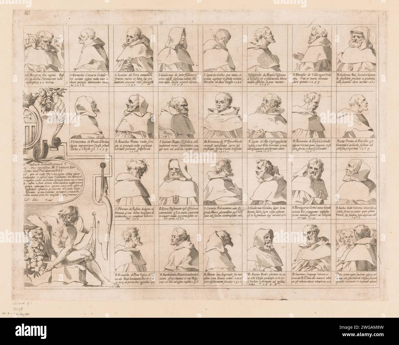 Martelaren of the Order of Notre-Dame-de-la-Merci (part bottom right), Claude Mellan, 1624-1636 ...