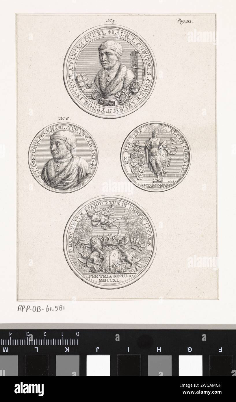 Leaf with the front and back of two tokens made in honor of Laurens ...