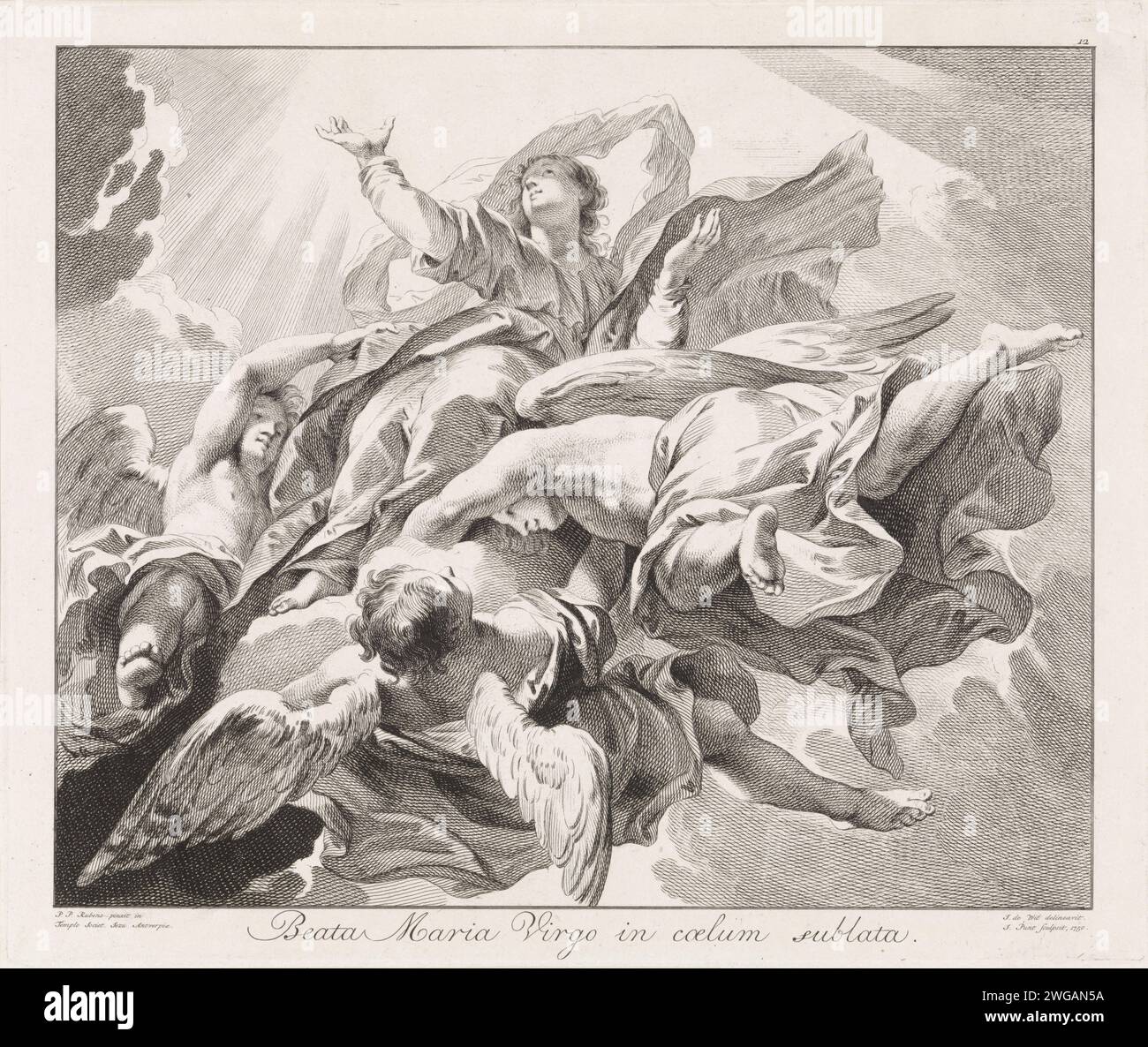 Ascension of Maria, Jan Punt, after Jacob de Wit, after Peter Paul ...