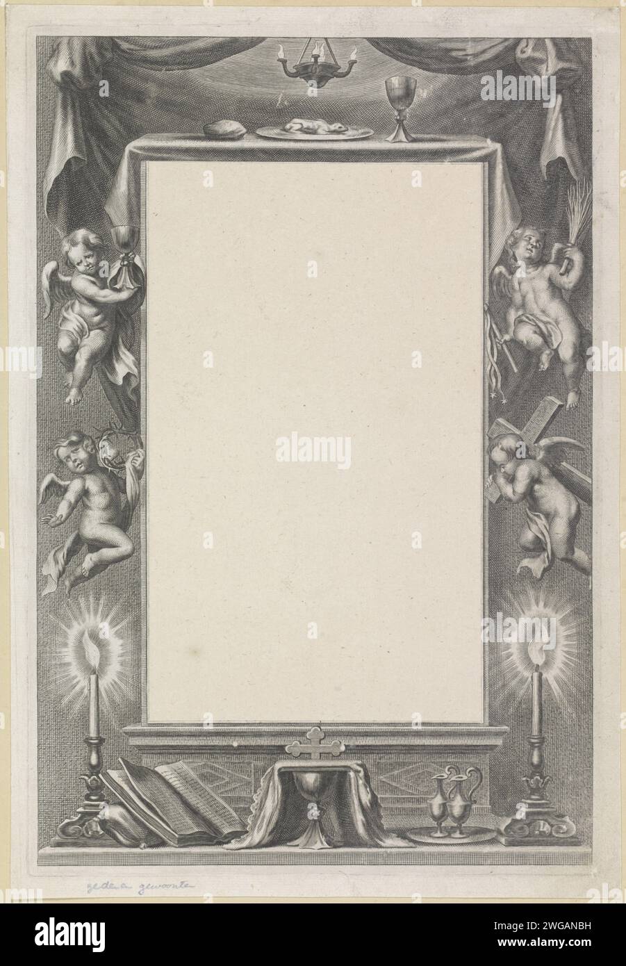 Frame with symbols of passion and the Eucharist, Anonymous, 1650 - 1750 ...