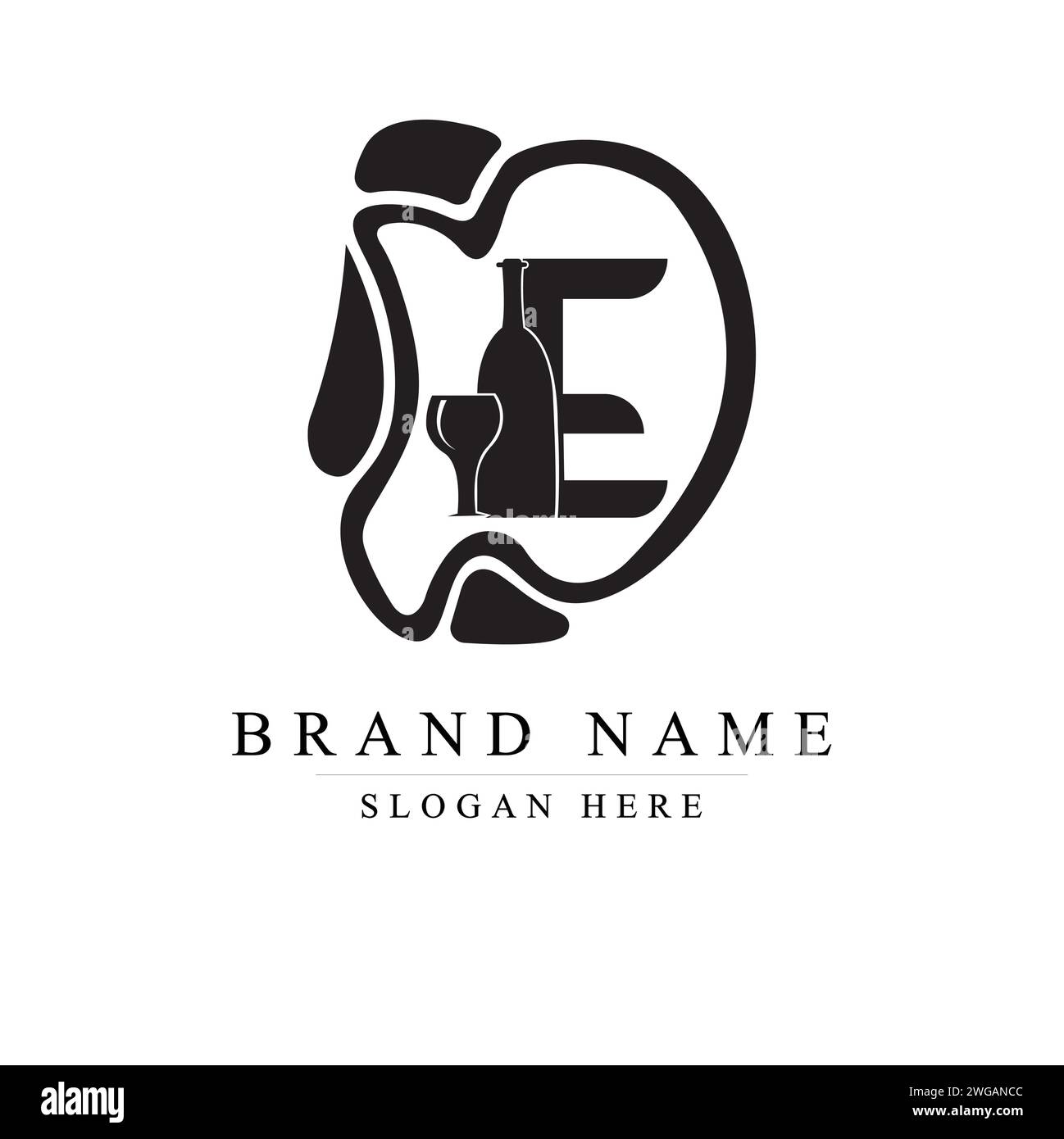 Abstract bottle and glass letter DE logo icon vector design Stock ...