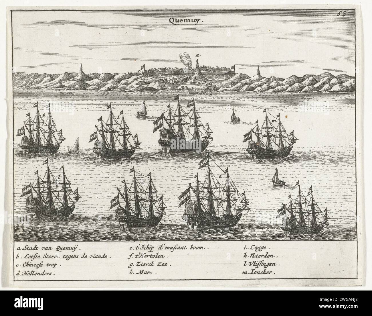 Fleet at Quemuy (China), 1662-1668, 1670 print The Dutch fleet for the ...