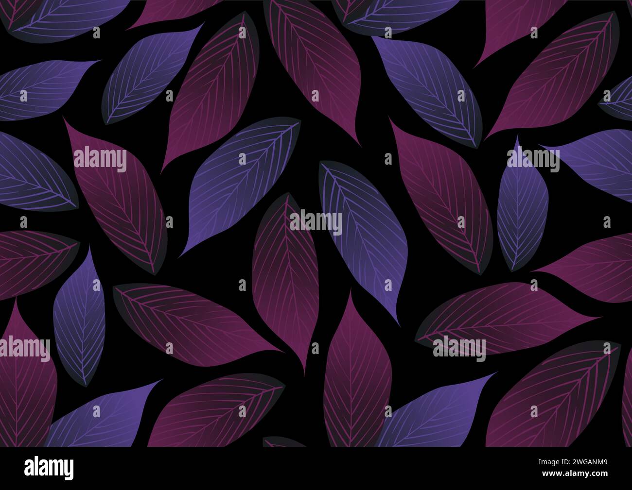 Beautiful purple foliage seamless pattern, vector illustration Stock ...