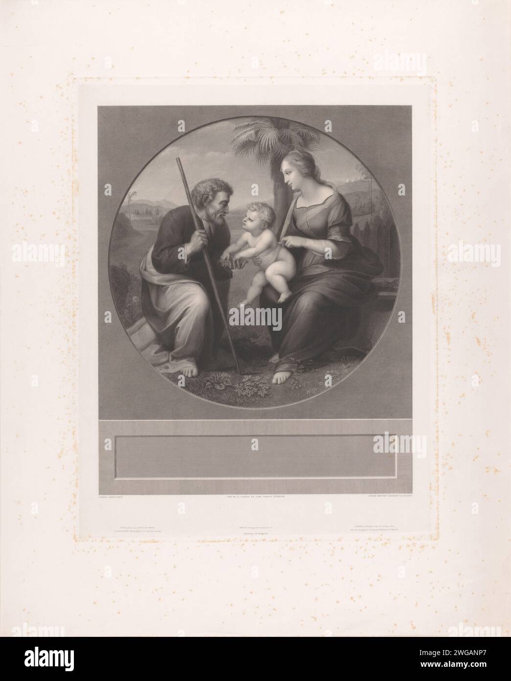 Holy family at a palm tree, Achille Louis Martinet, After Rafaël, 1844 ...