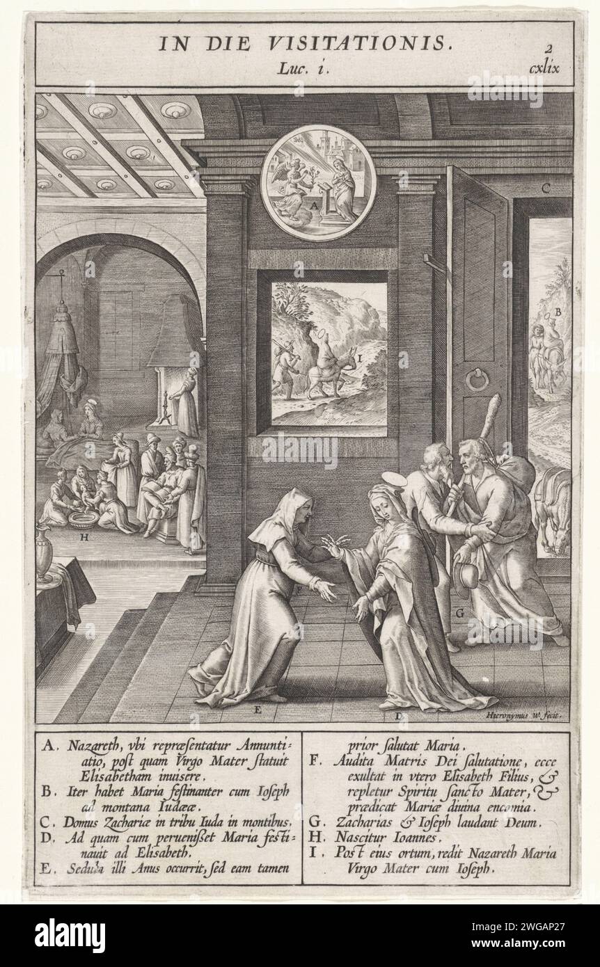 Visitatie Jerome Wierix, after Bernardino Passer, 1593 print Maria ...