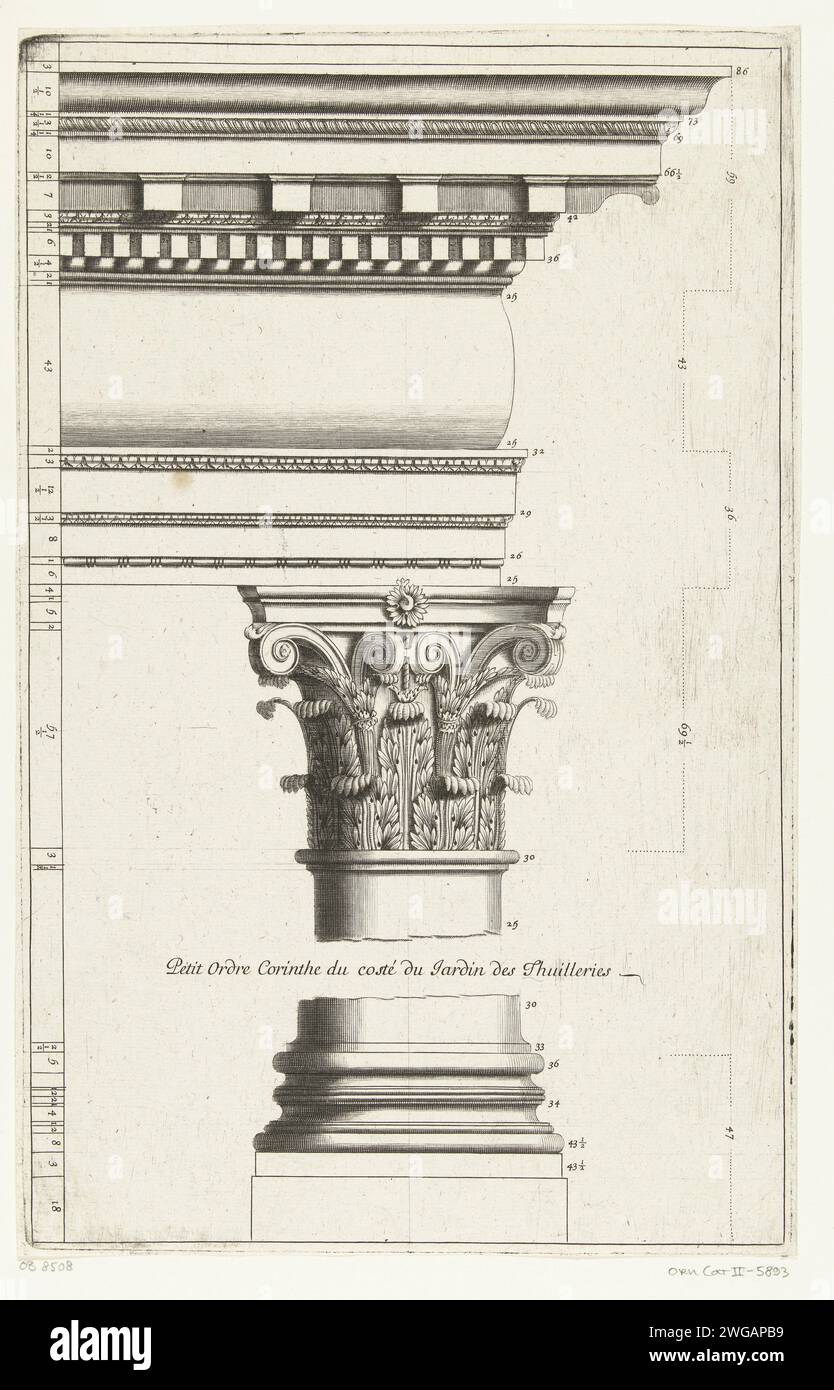 Corinthian order, part of column with pedestal and main frame, after ...