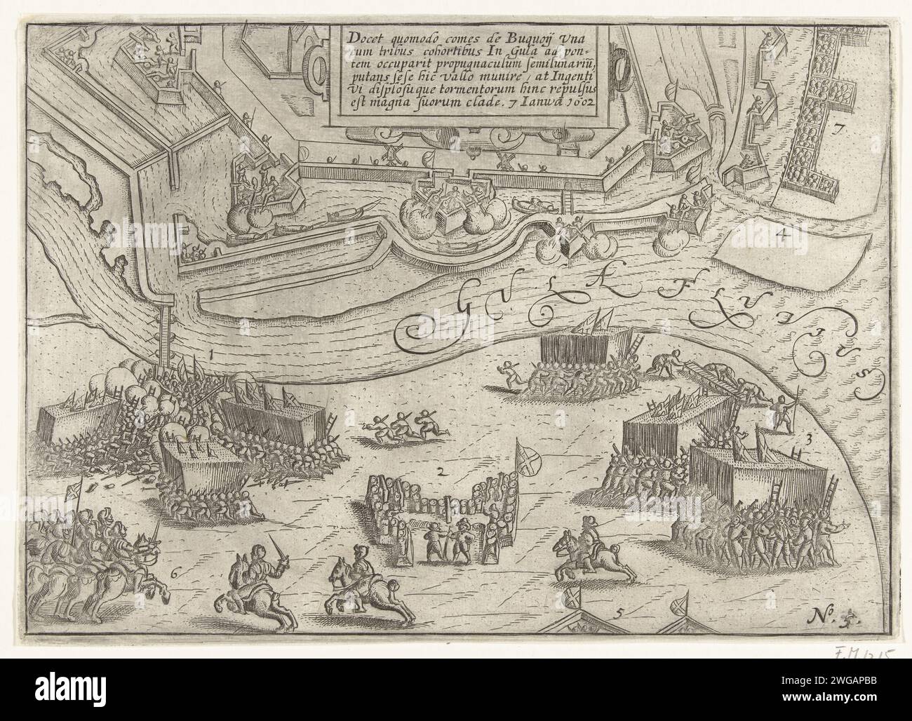Siege of Ostend: storming by Bucquoy on January 7, 1602, 1615 print ...
