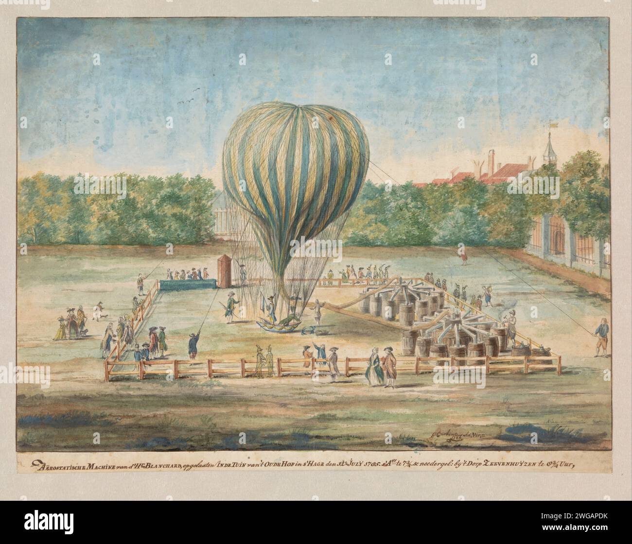 The Launch of Blanchard's Balloon at The Hague in 1785, G. Carbentus ...