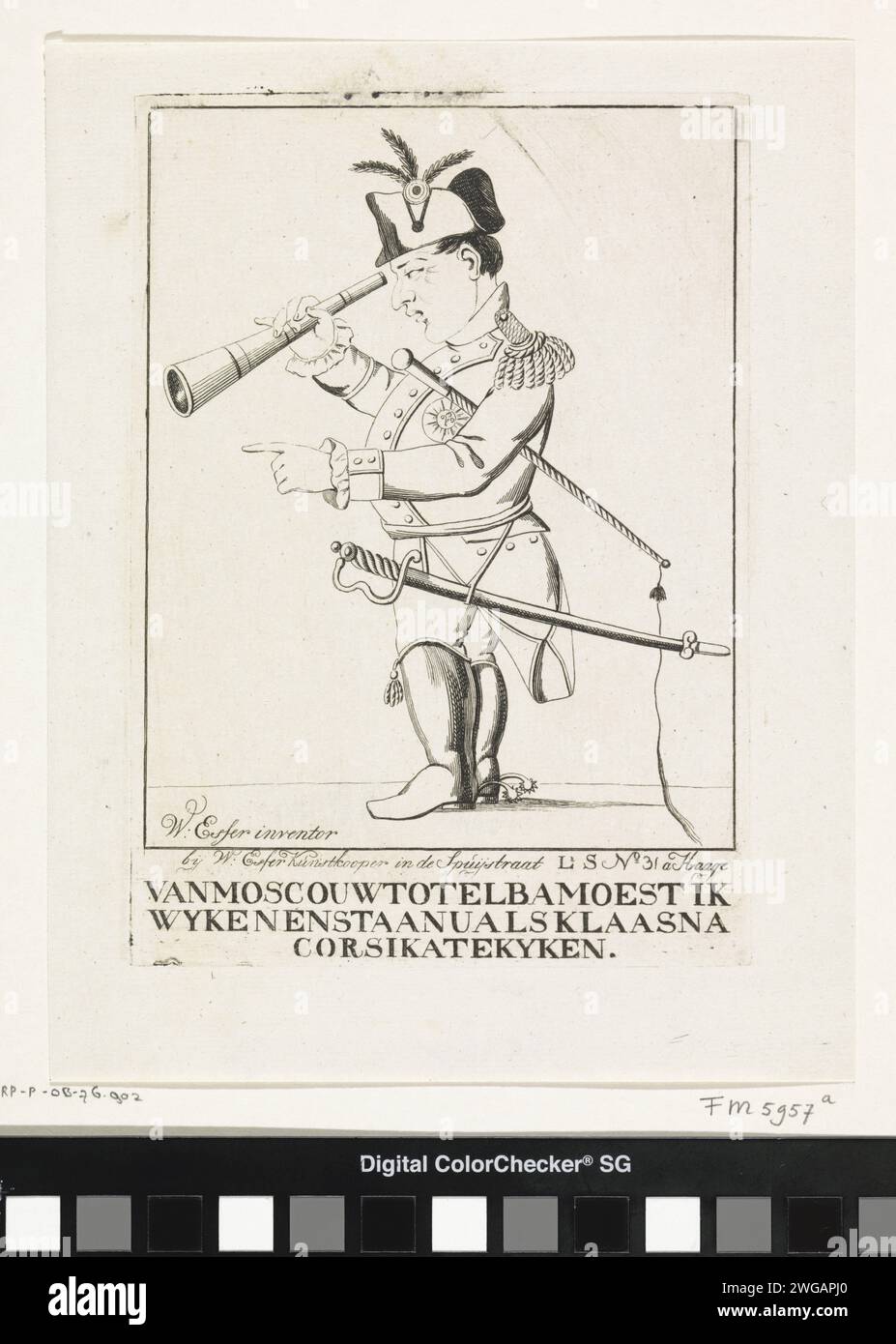 Cartoon on Napoleon's exile to Elba, 1814, Wijnand Esser, 1814 print ...