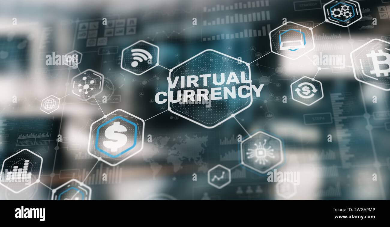 Virtual digital currency and financial investment trade concept. Dollar ...