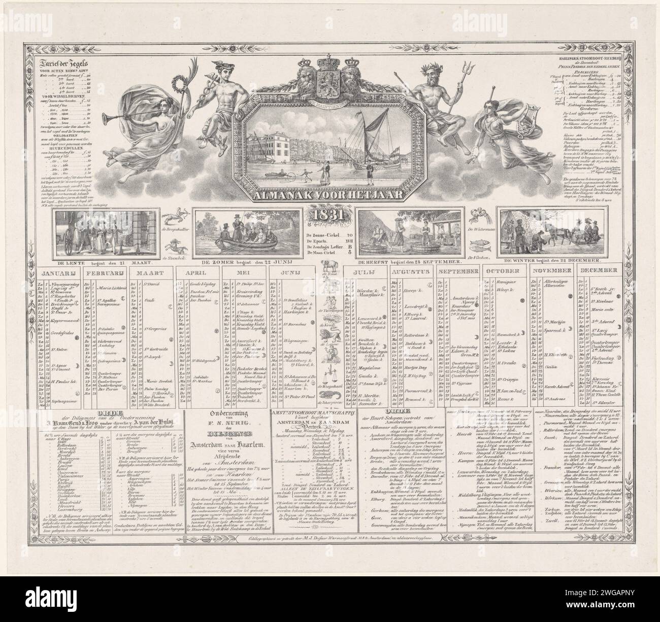 Almanak for the year 1831, Morris Jacob Dessaur, 1830 print Almanak for ...
