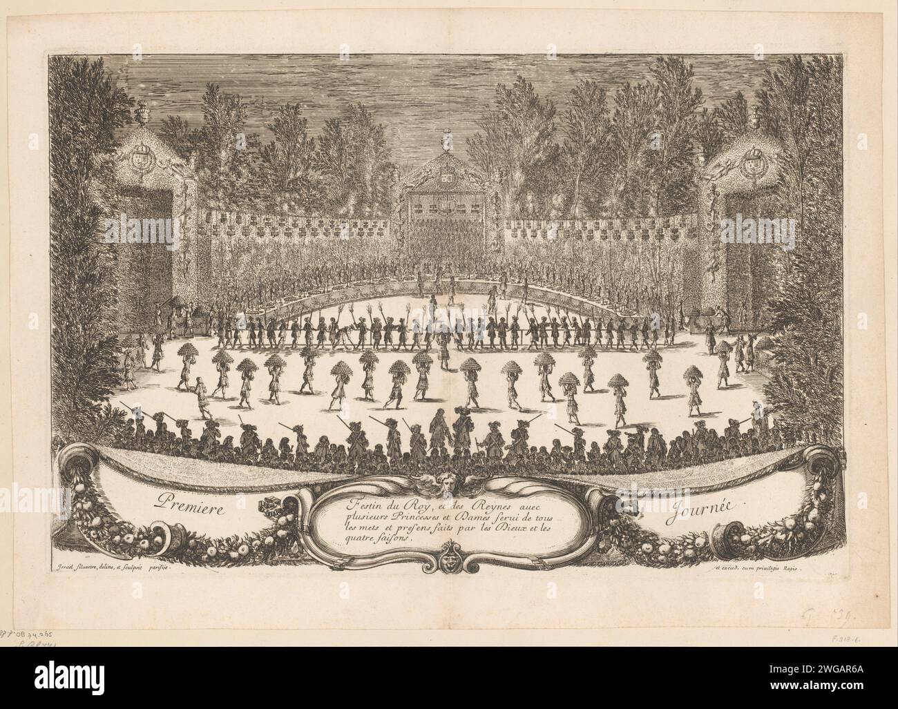Feast in the gardens of Versailles, Israel Silvestre, 1664 print The ...