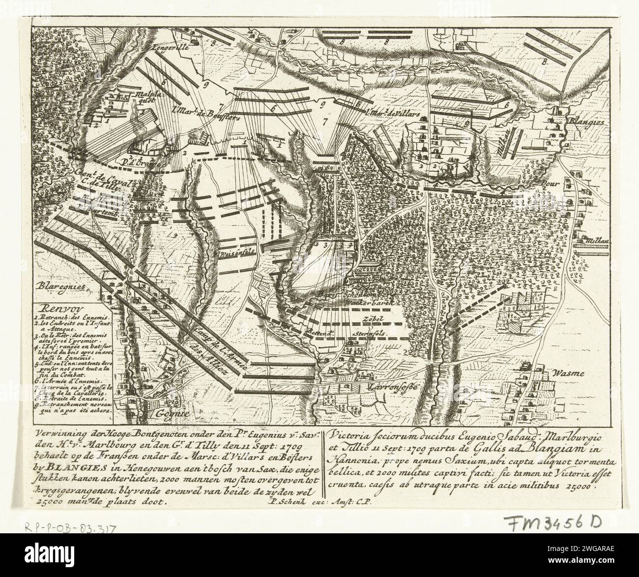 Battle of Malplaquet, 1709, 1709 print Map of the Battle of Malplaquet ...