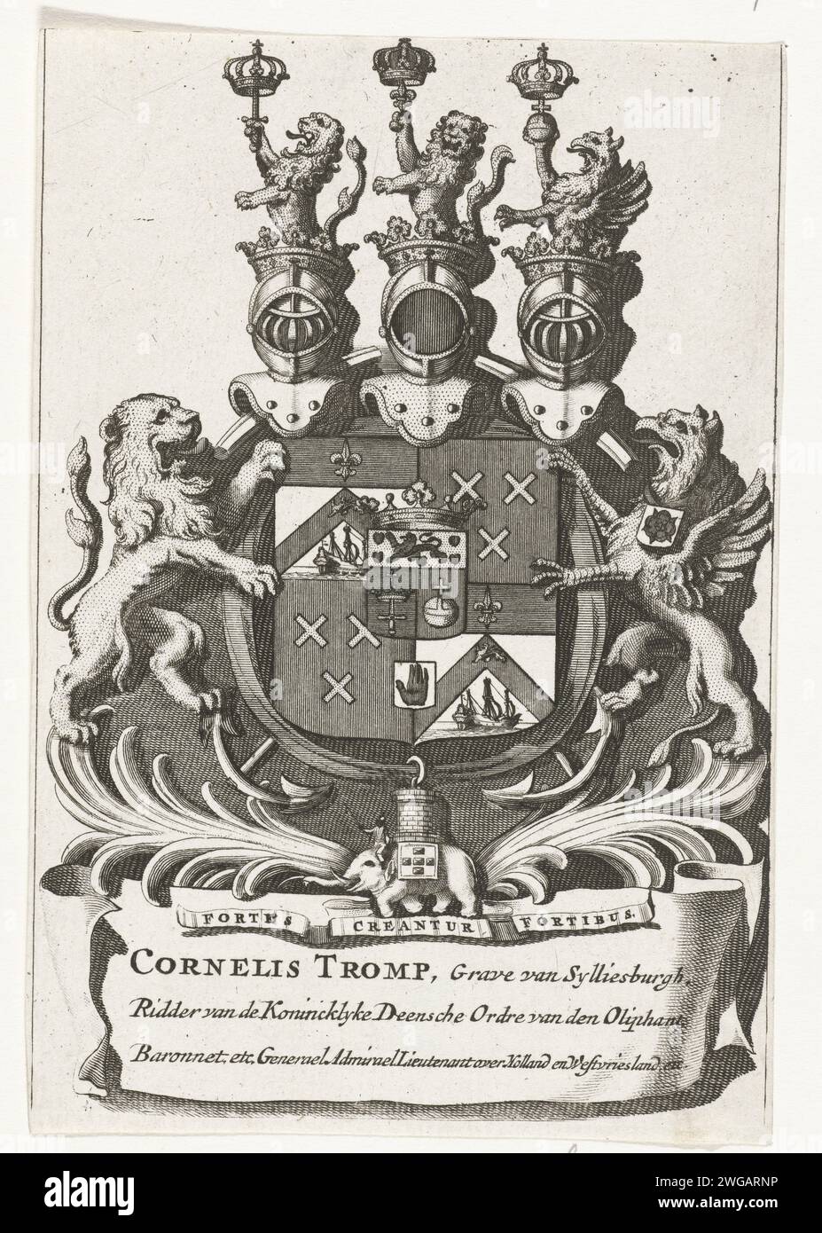 Coat of arms of Cornelis Tromp, 1692, 1692 - 1749 print The coat of ...