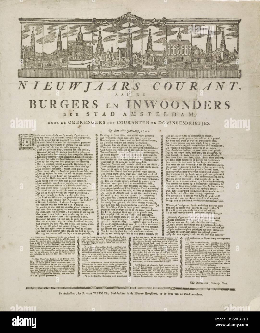 New Year's Substitute of the Amsterdam Courant Tudists for the year ...