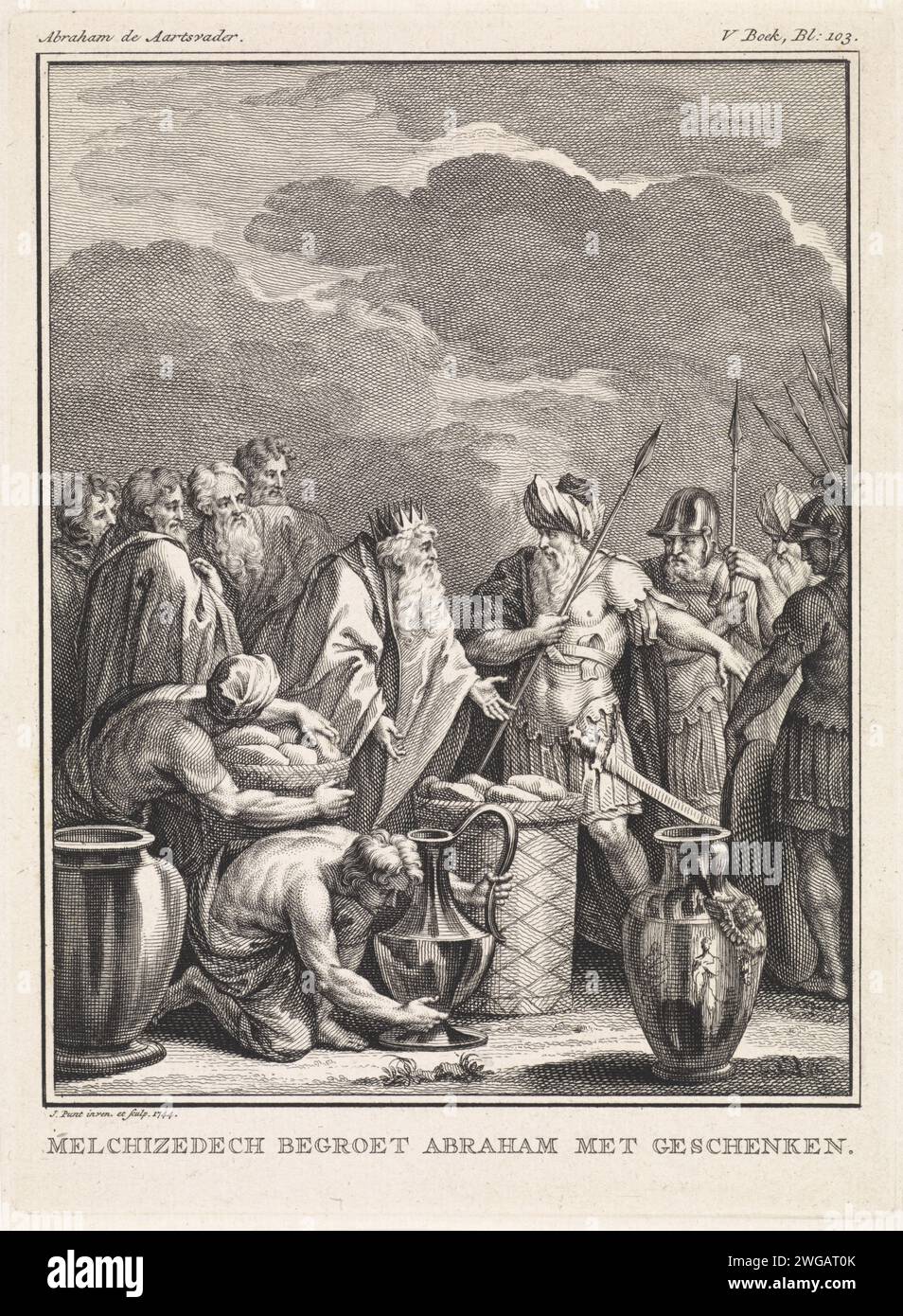 Abraham's meeting with Melchizedek, Jan Punt, 1744 print Abraham meets ...