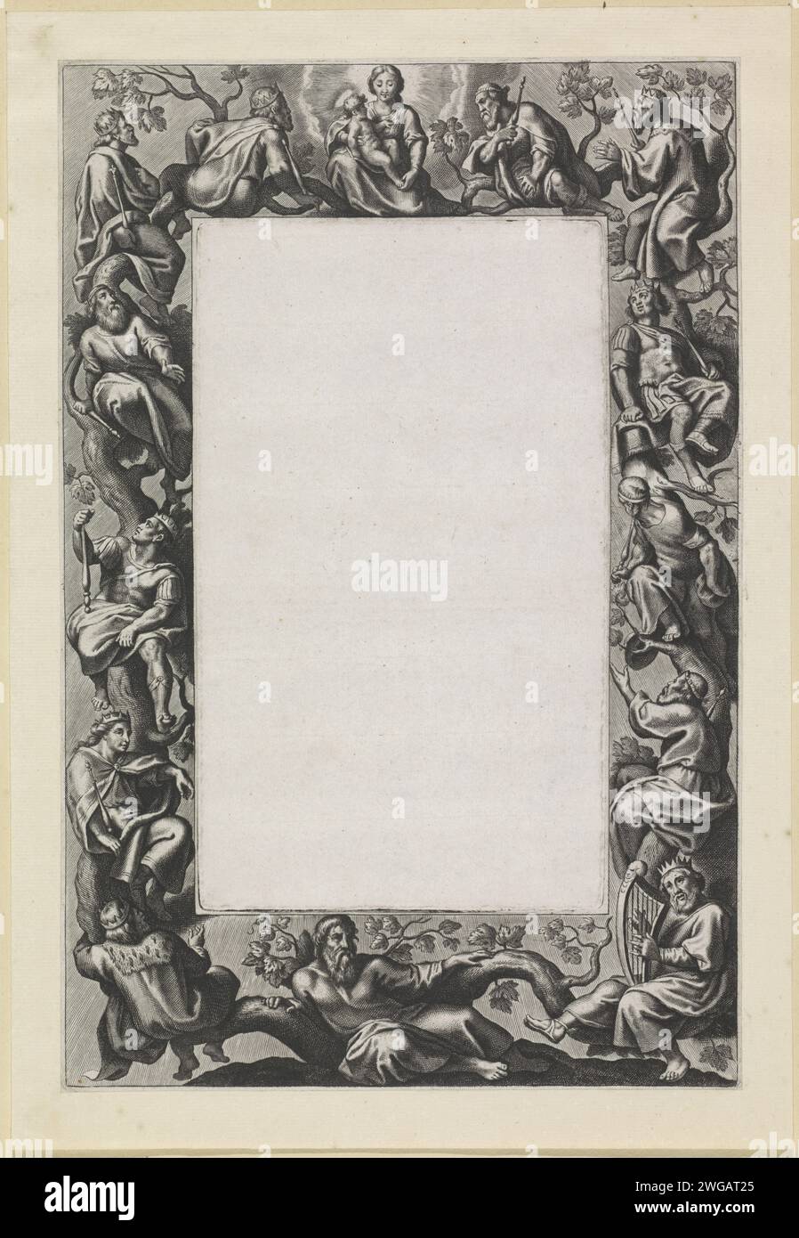 Frame with tree from Jesse, Anonymous, 1650 - 1750 print A frame with ...