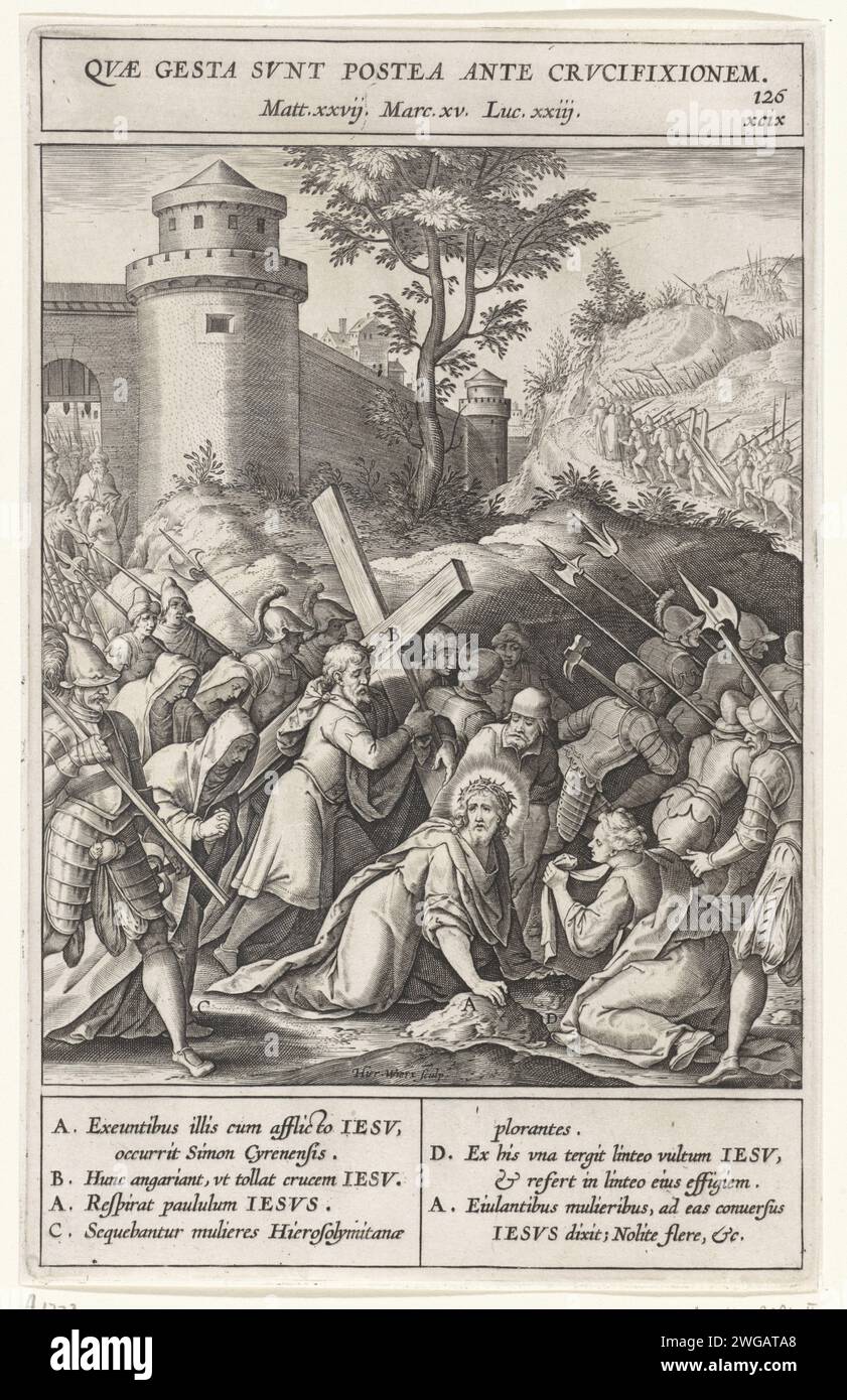 Christ falls during the cross, Hieronymus Wierix, After Bernardino Passeri, 1593 print Christ ...