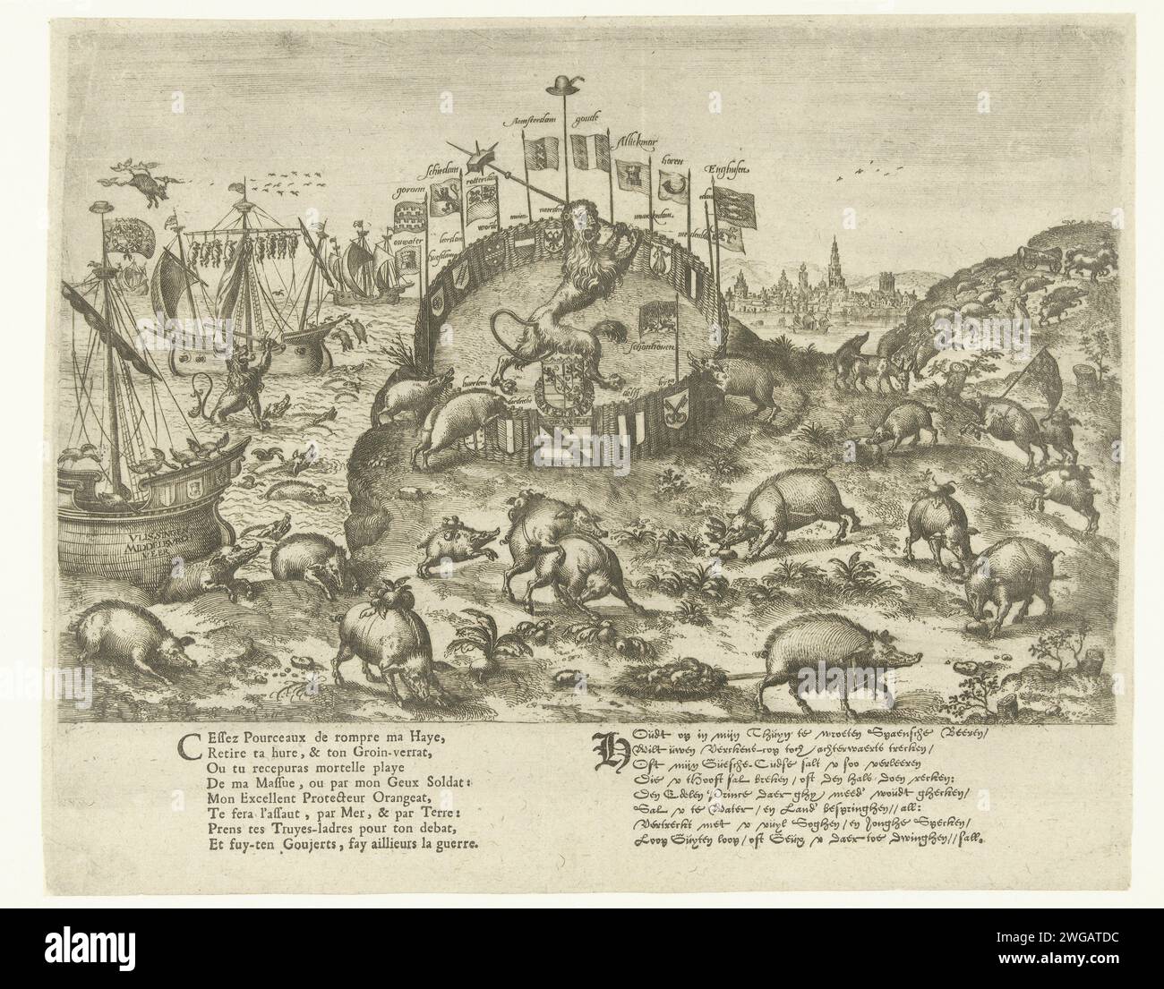 Stops rooting in my garden Spanish pigs!, 1578 - 1582 print The Dutch ...