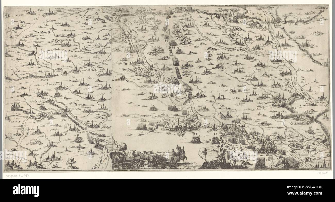 Map of the battle in the Duchy of Gulik, 1614, 1614 print Map in a ...
