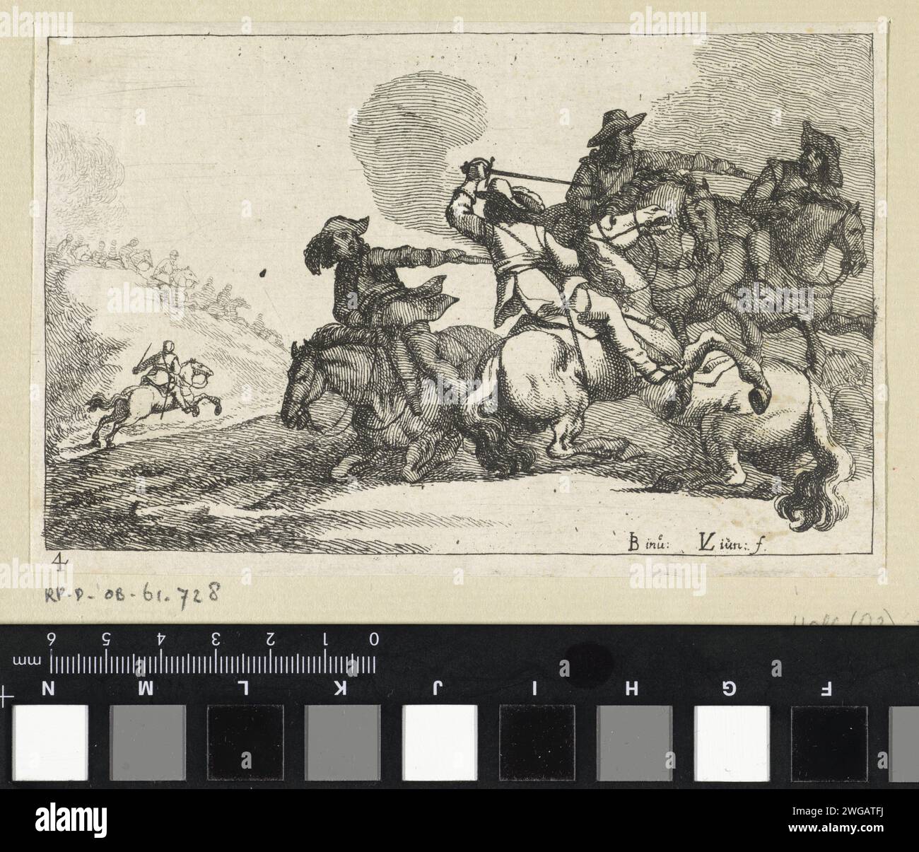 Ruiter with sword attacks rider, Lucas Vorsterman (II), after Jacques ...