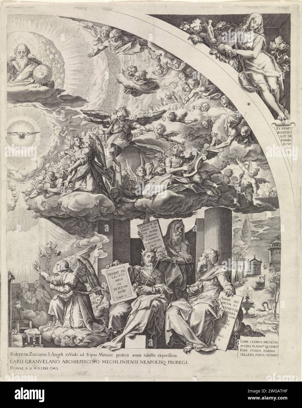 Annunciation, surrounded by prophets, right part, 1571 print In the ...