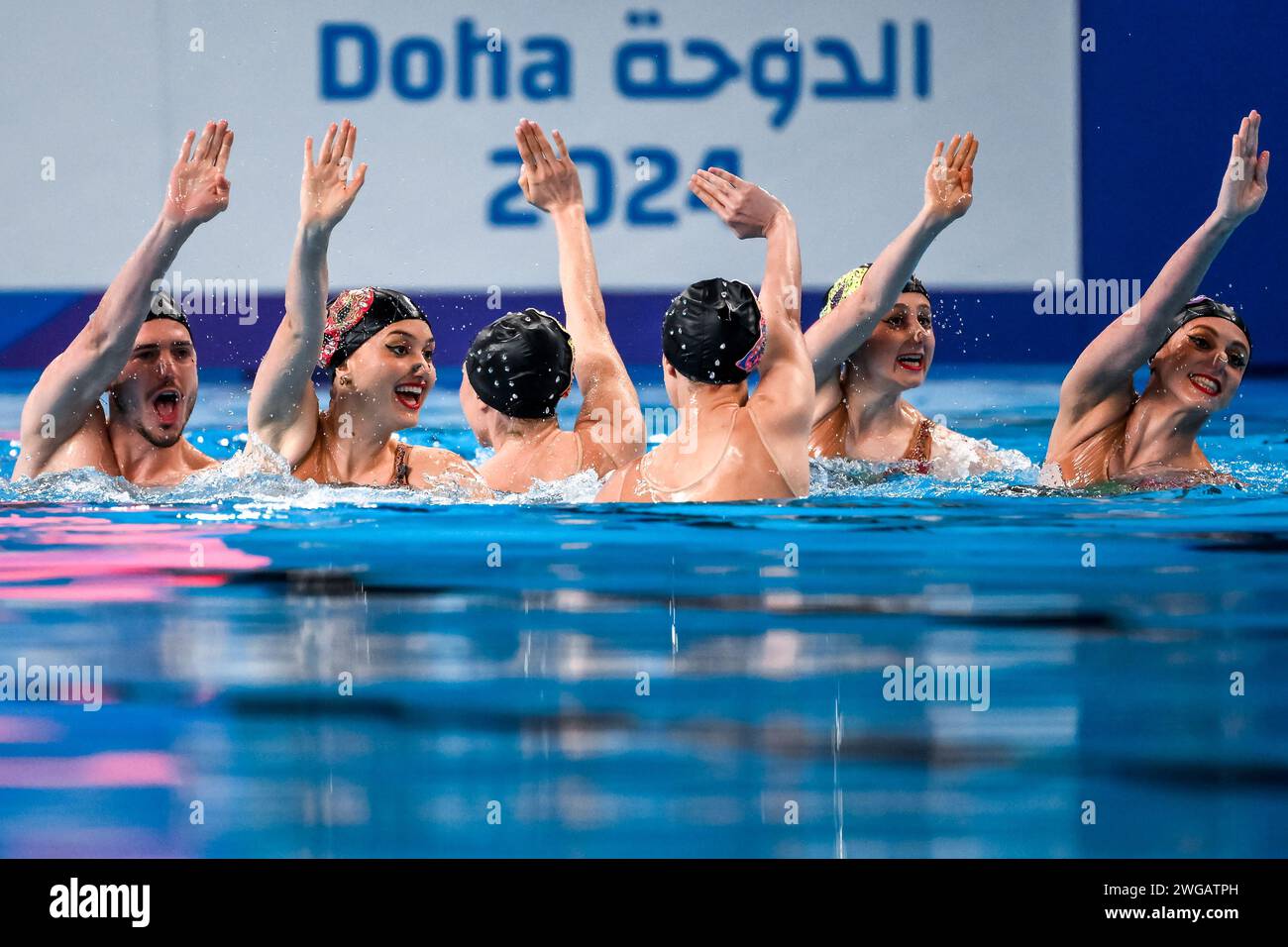 Artistic swimming acrobatic routine preliminary hi-res stock ...