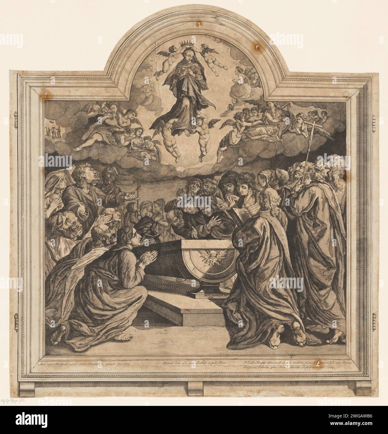 Middle panel of altarpiece: Ascension of Maria, Paulus Constantijn La Fargue, After Anthonie ...