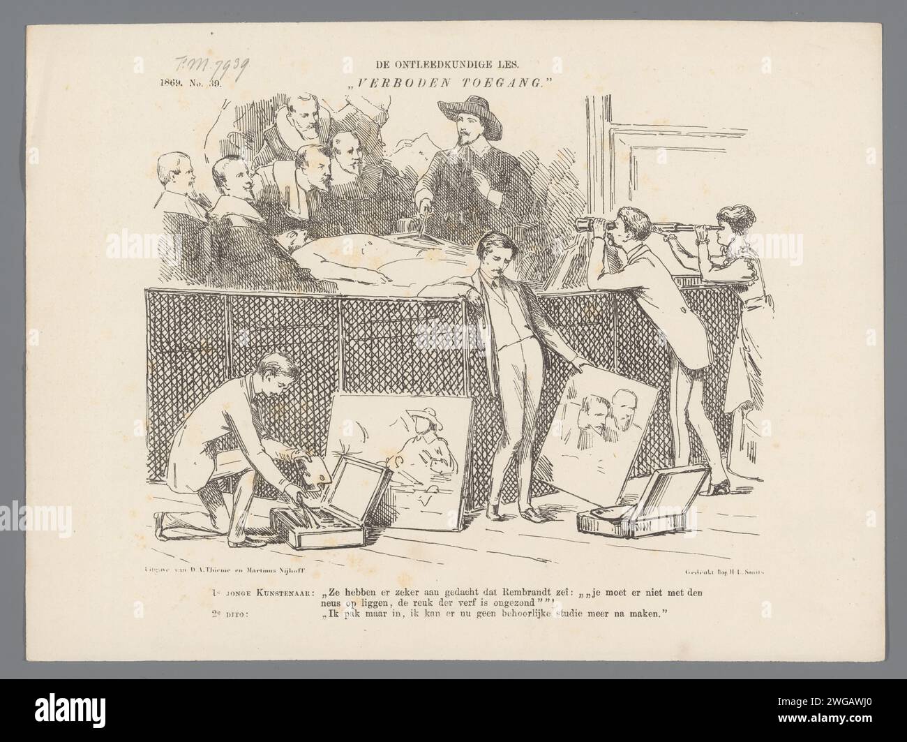 Cartoon on the fence for Rembrandts Anatomical Lesson by Dr. Nicolaes ...