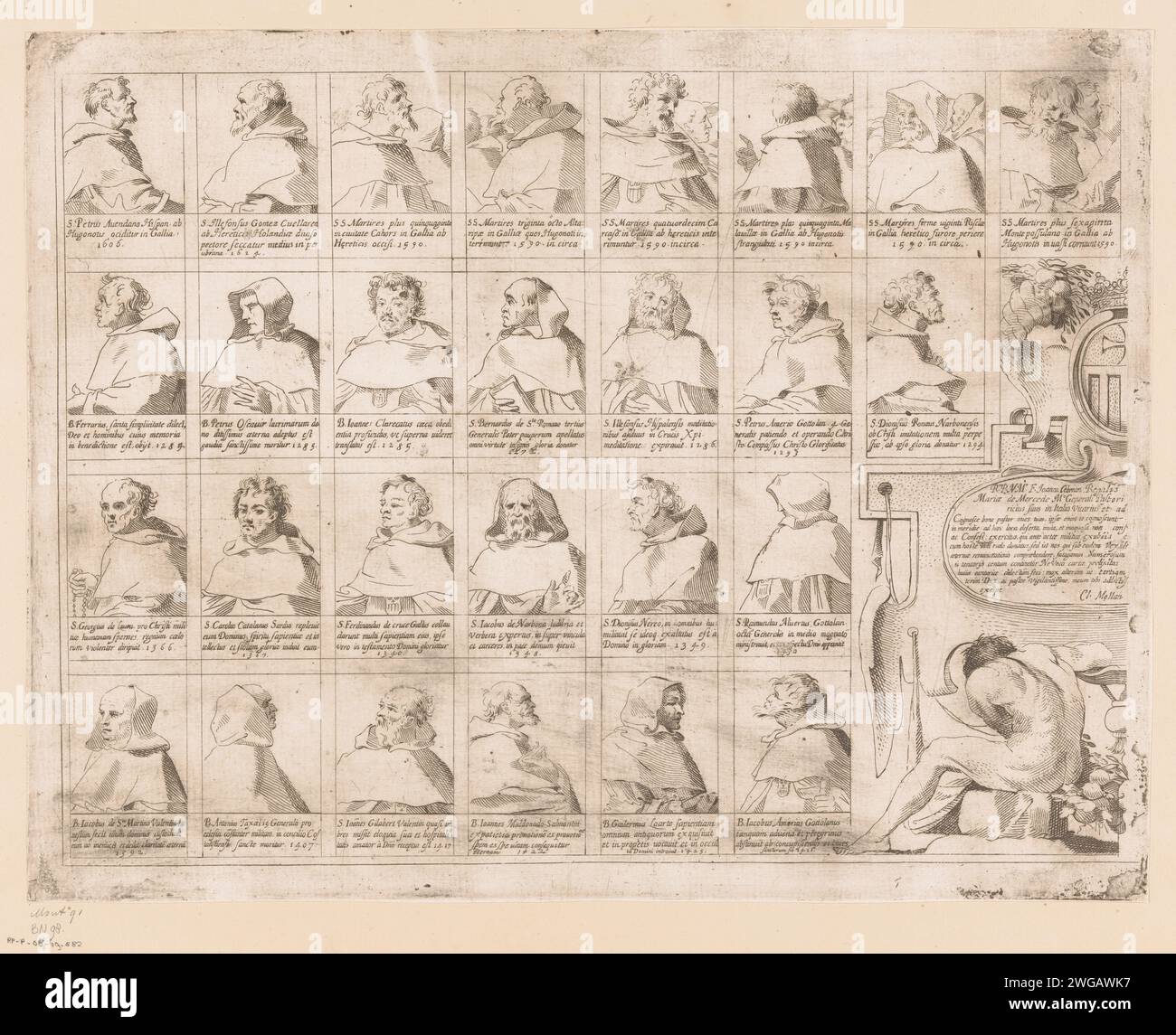 Martelaren of the Order of Notre-Dame-de-la-Merci (part left), Claude Mellan, 1624-1636 print ...