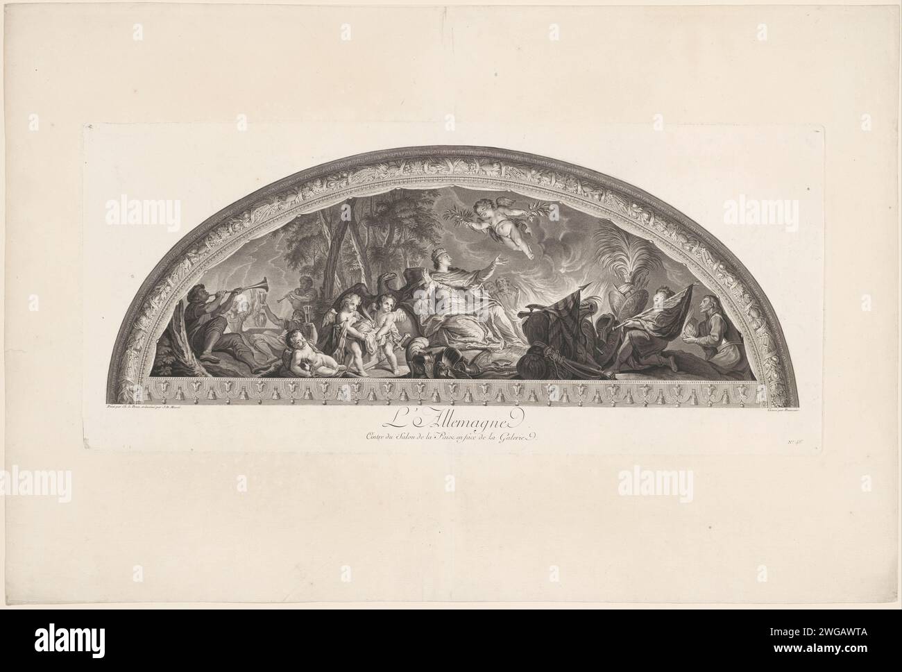 Ceiling painting in the Grande Gallery of Versailles with the ...