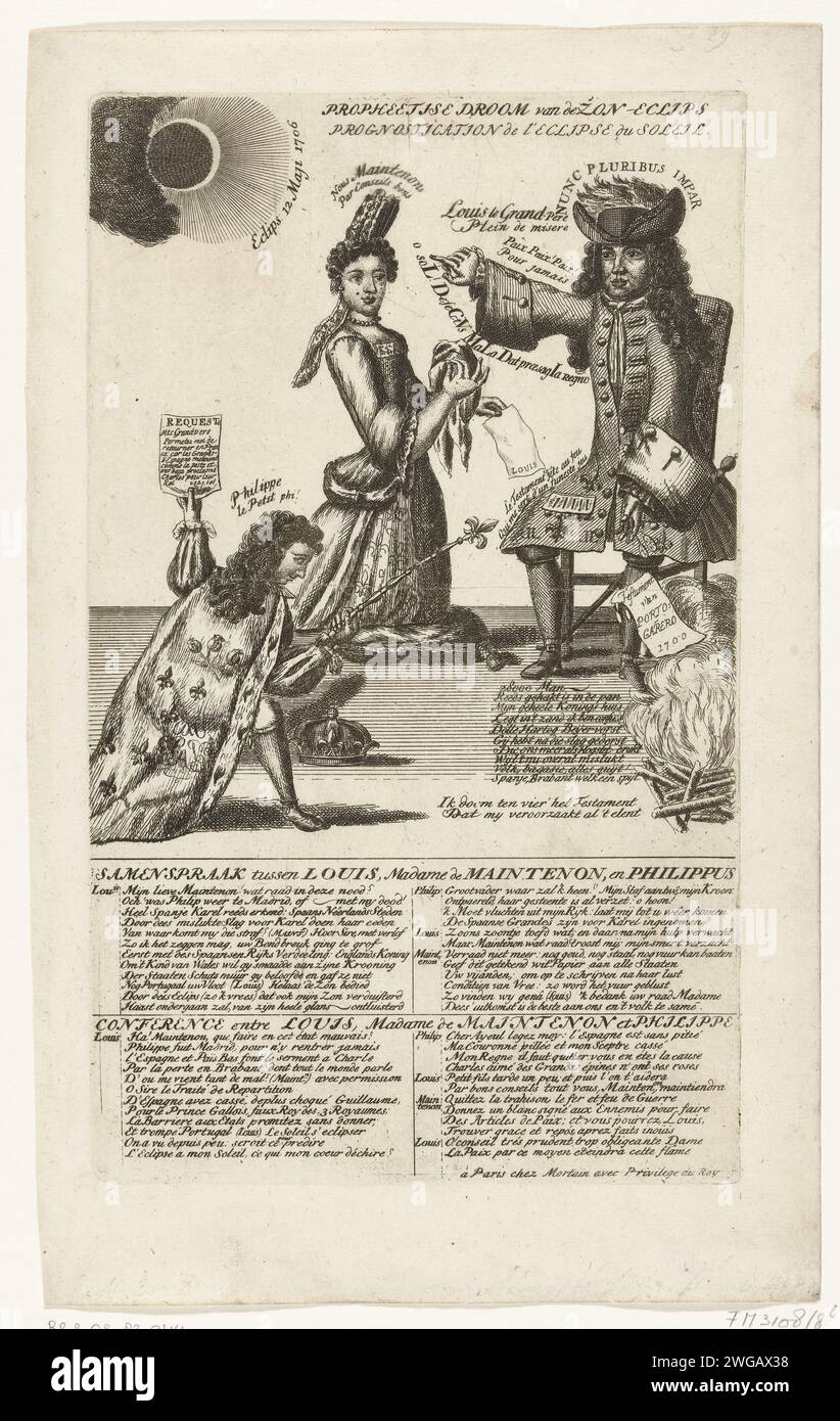 Madame de Maintenon and Philip V Kneeling for Louis XIV, 1706, 1706 ...